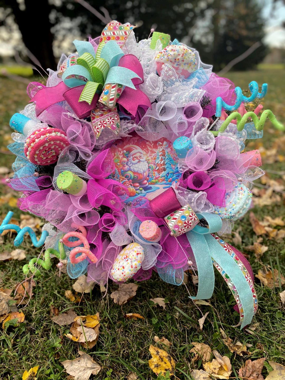 Candyland Santa Holiday Christmas Wreath - Etsy