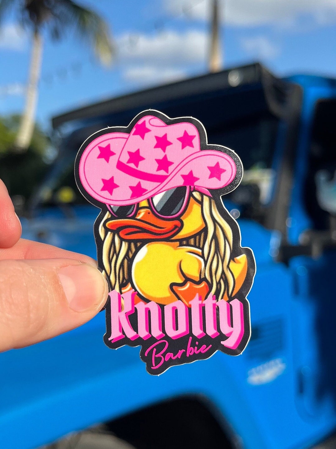 Knotty Barbie Sticker: Western Duck With Pink Cowboy Hat - Etsy