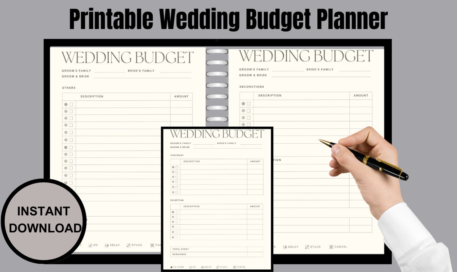 Simple and Minimal Printable Wedding Budget Planner - Etsy