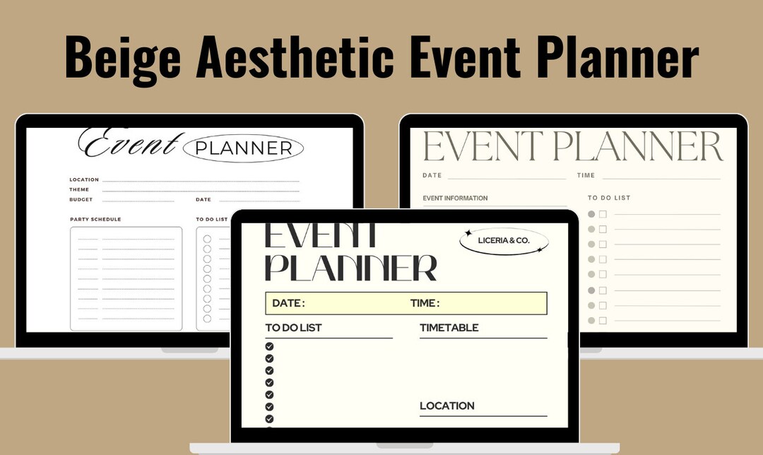 Beige Aesthetic Event Planner - Etsy