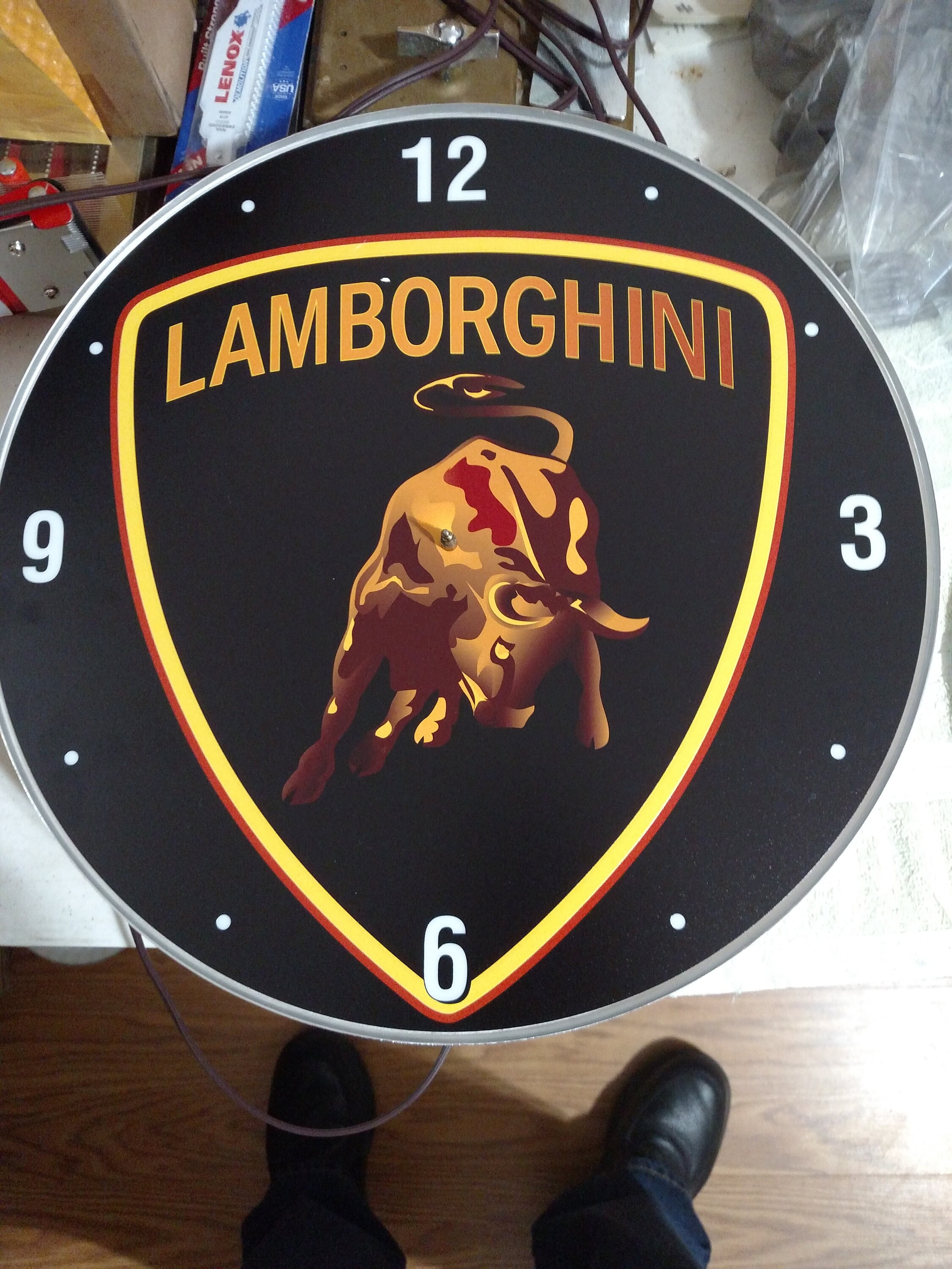 New--lamborghini Vintage PAM Style Electric Wall CLOCK Oil, Gas, Signs ...