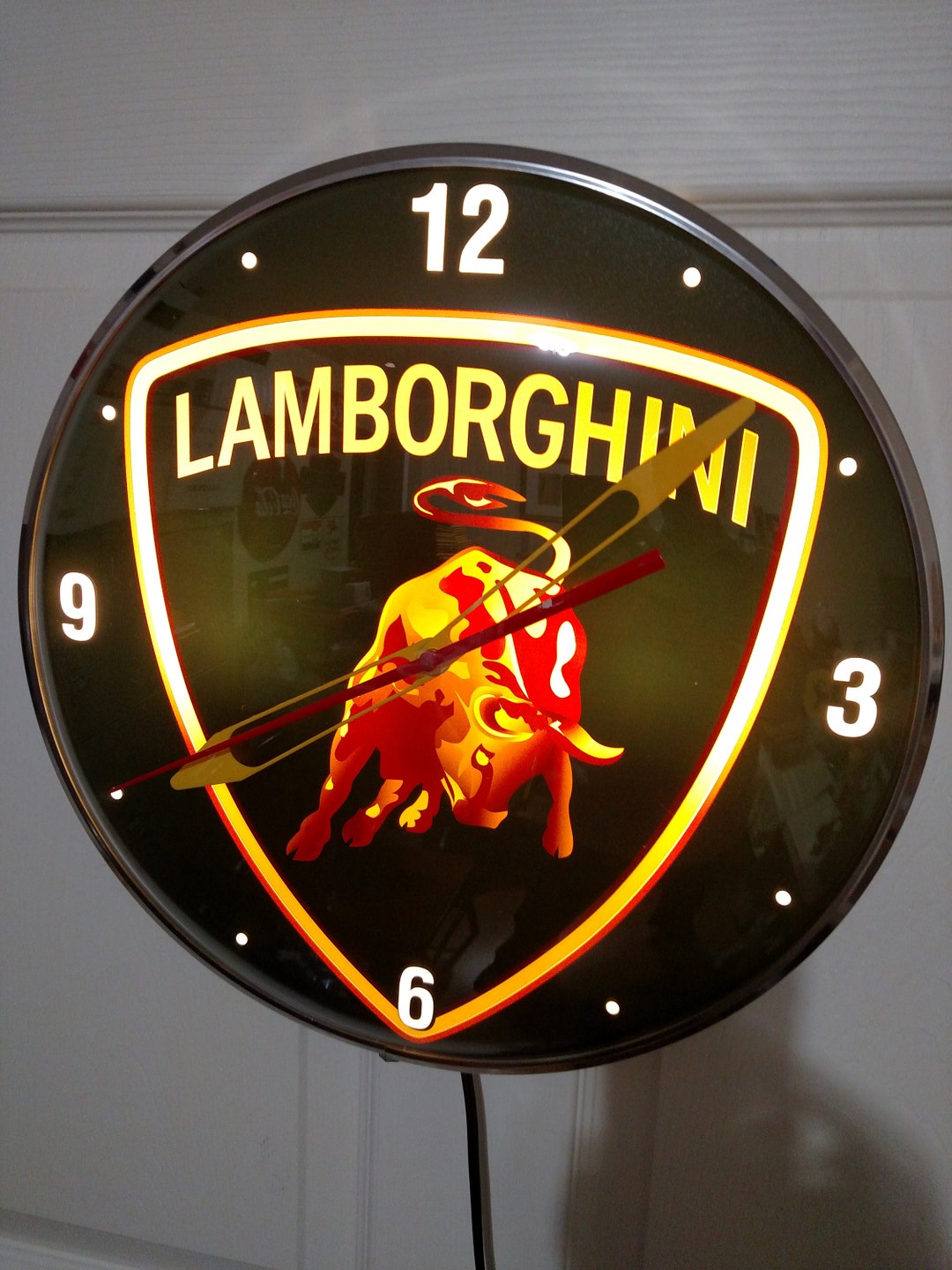 New--lamborghini Vintage PAM Style Electric Wall CLOCK Oil, Gas, Signs ...