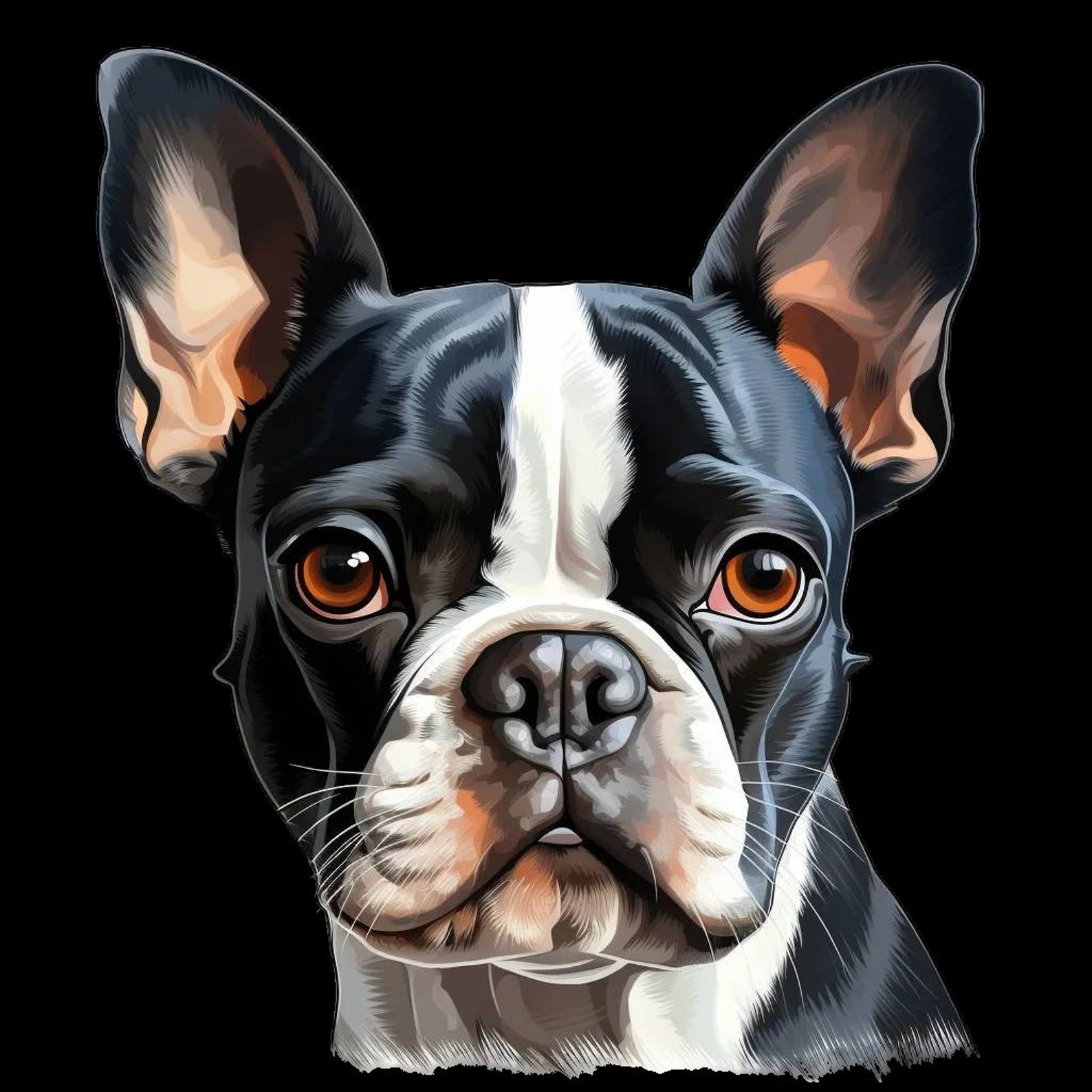 Boston Terrier Digital PNG File Dog Illustration boston Terrier Clip ...