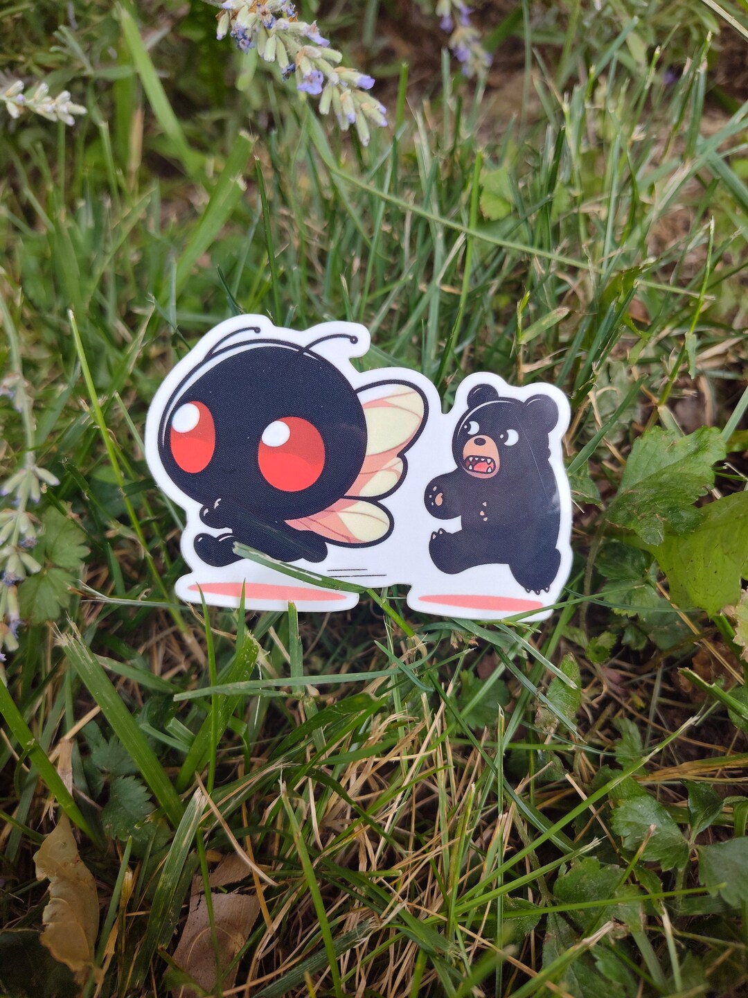 Mothman Running From Bear Vinyl Sticker: Waterproof Laptop Decal - Etsy