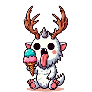 Wendigo With an Ice Cream Cone - Waterproof Sticker for Laptops, Water ...
