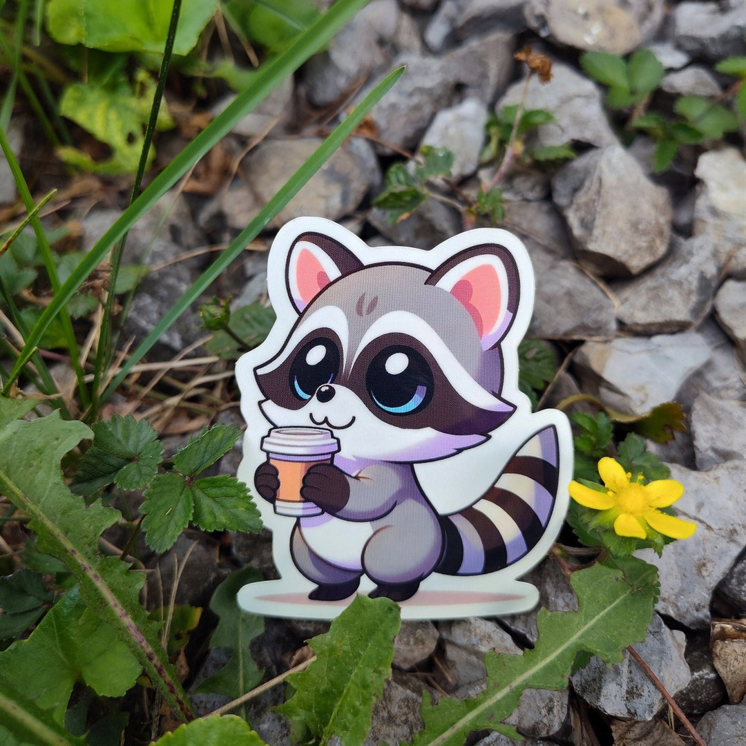Perky Trash Panda: Raccoon Sticker - Waterproof Sticker for Laptops ...
