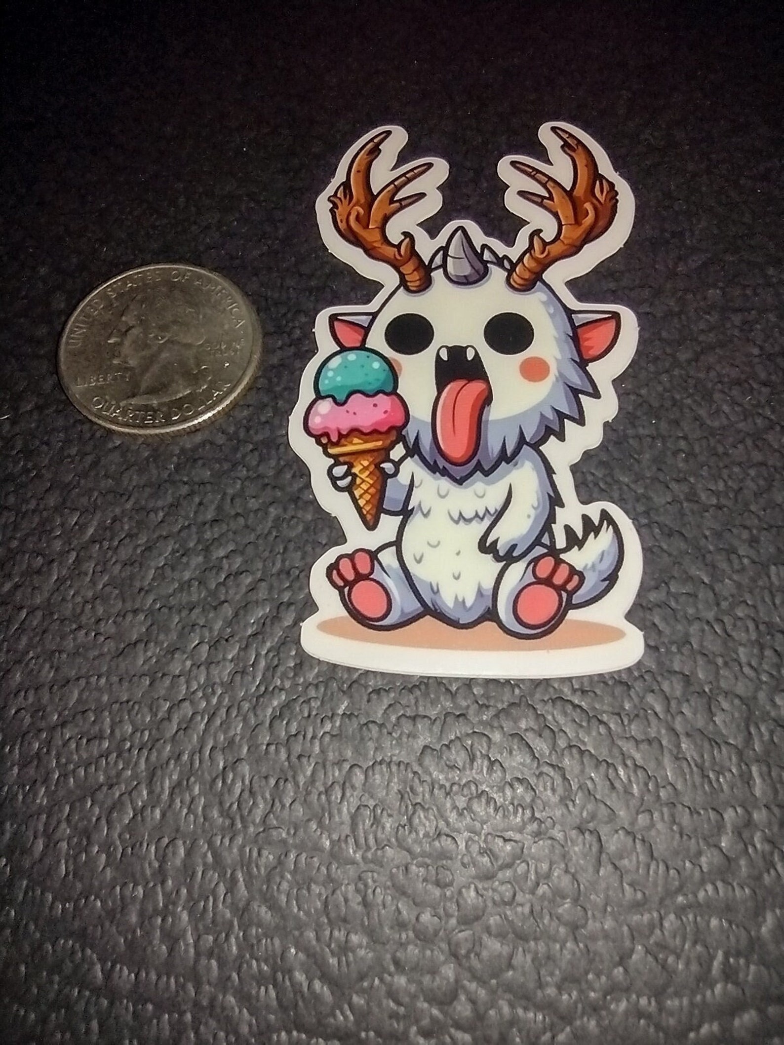 Wendigo With an Ice Cream Cone - Waterproof Sticker for Laptops, Water ...