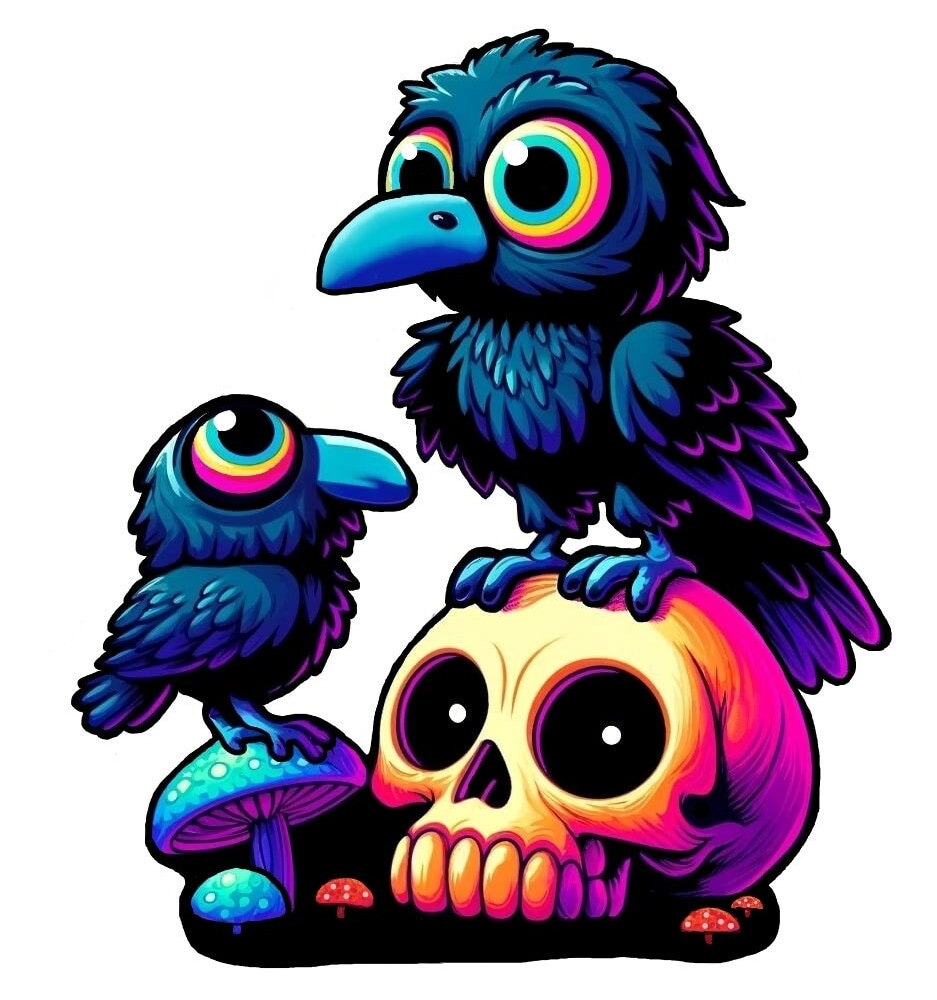 Trippy Ravens: Vinyl Raven Sticker - Waterproof Sticker for Laptops ...