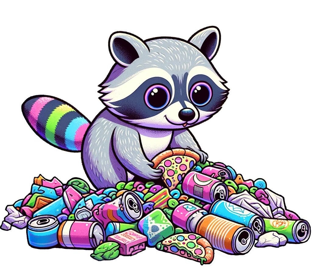 Trippy Trash Panda: Vinyl Raccoon Sticker Waterproof Sticker for ...