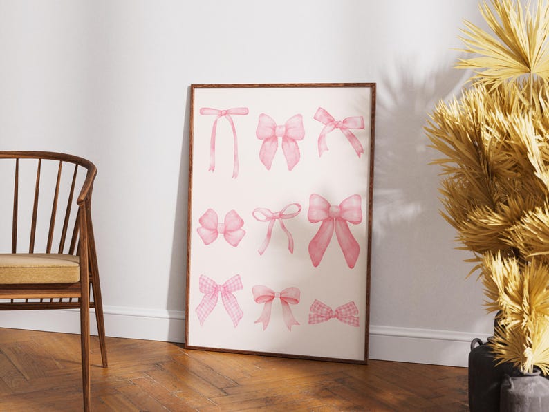 Pink Bows Poster, Coquette Aesthetic Poster, Coquette Christmas, Pink ...
