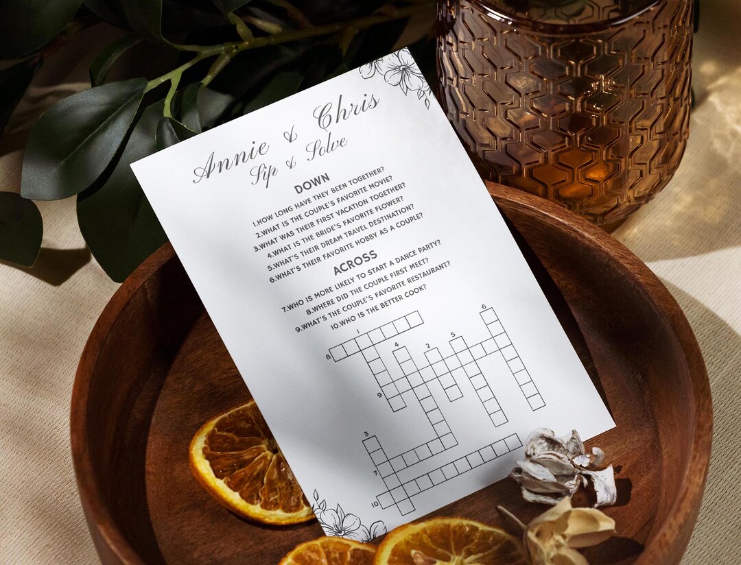 CUSTOM Wedding Crossword Puzzle | Personalized Sip and Solve Puzzle ...