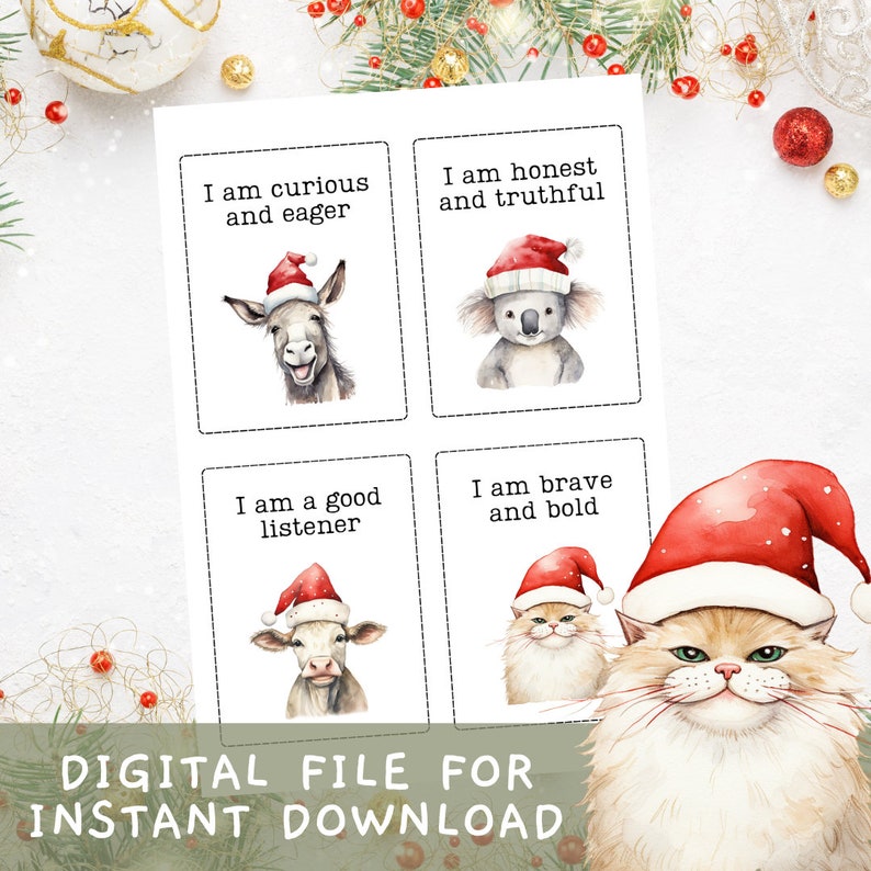 Christmas Affirmation Cards Printable Christmas Affirmations Holiday ...