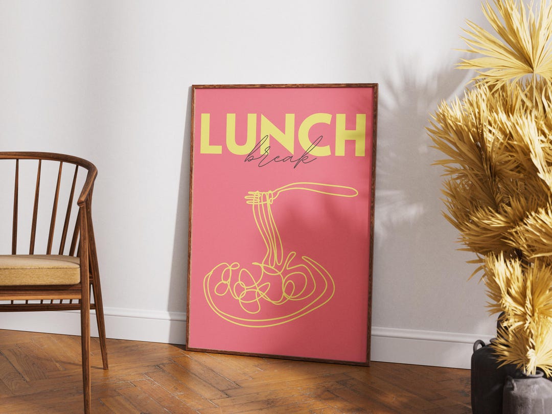Lunch Party Poster Vintage Food Poster Trendy Kitchen Decor Pasta Print ...