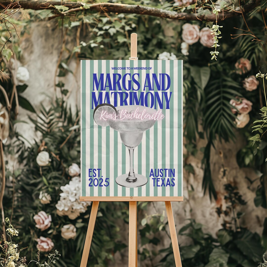 Margs and Matrimony Bachelorette Poster, Custom Bachelorette Sign ...