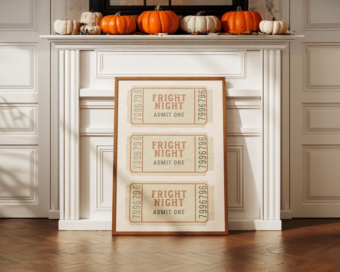 Retro Fright Night Ticket Halloween Poster: Trendy Fall Decor - Etsy