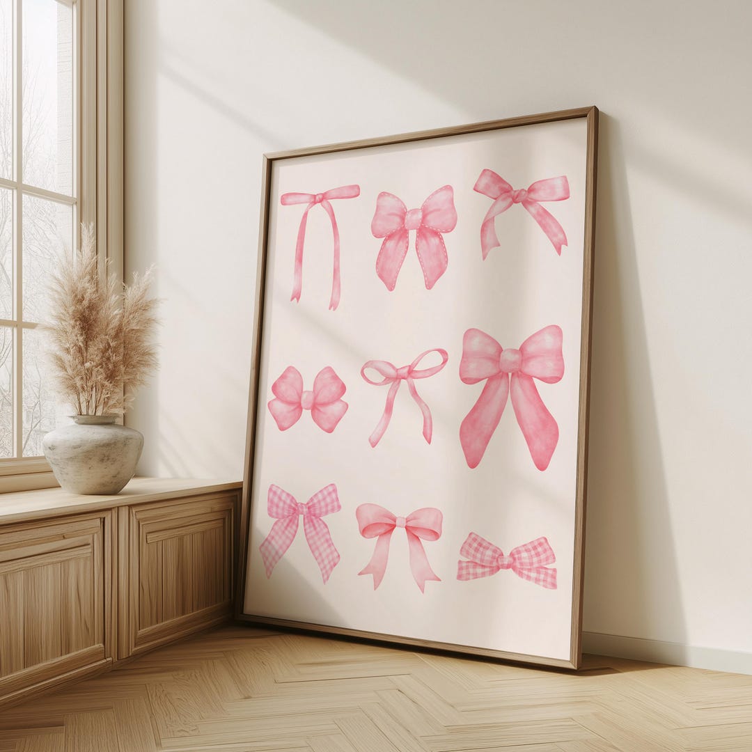 Pink Bows Poster, Coquette Aesthetic Poster, Coquette Christmas, Pink ...