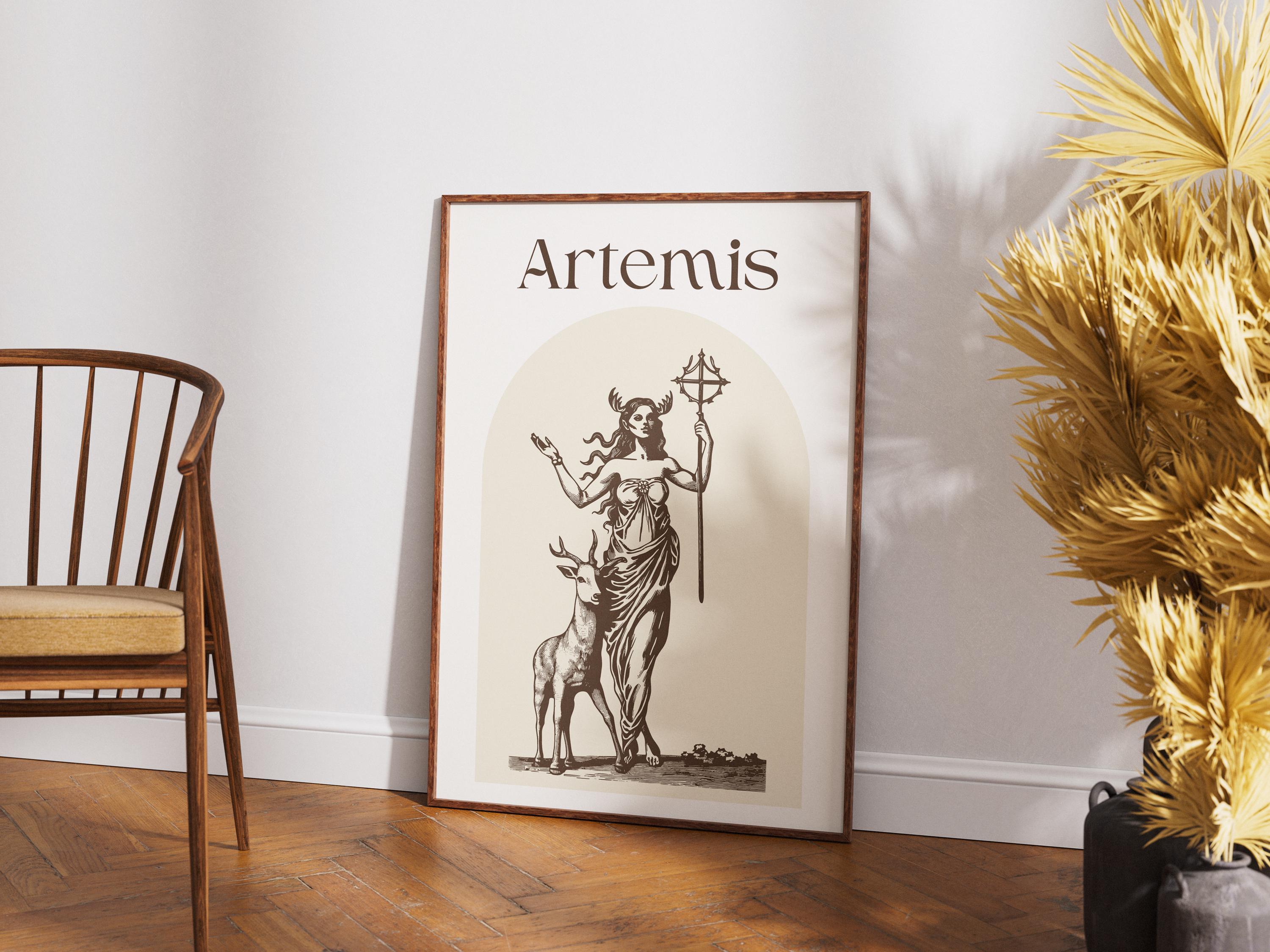 Artemis Poster, Goddess of the Hunt, Greek Mythology Art, Greek Goddess ...