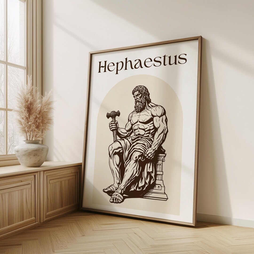 Hephaestus Poster, Greek God of Fire, Ancient Greek Mythology Art ...