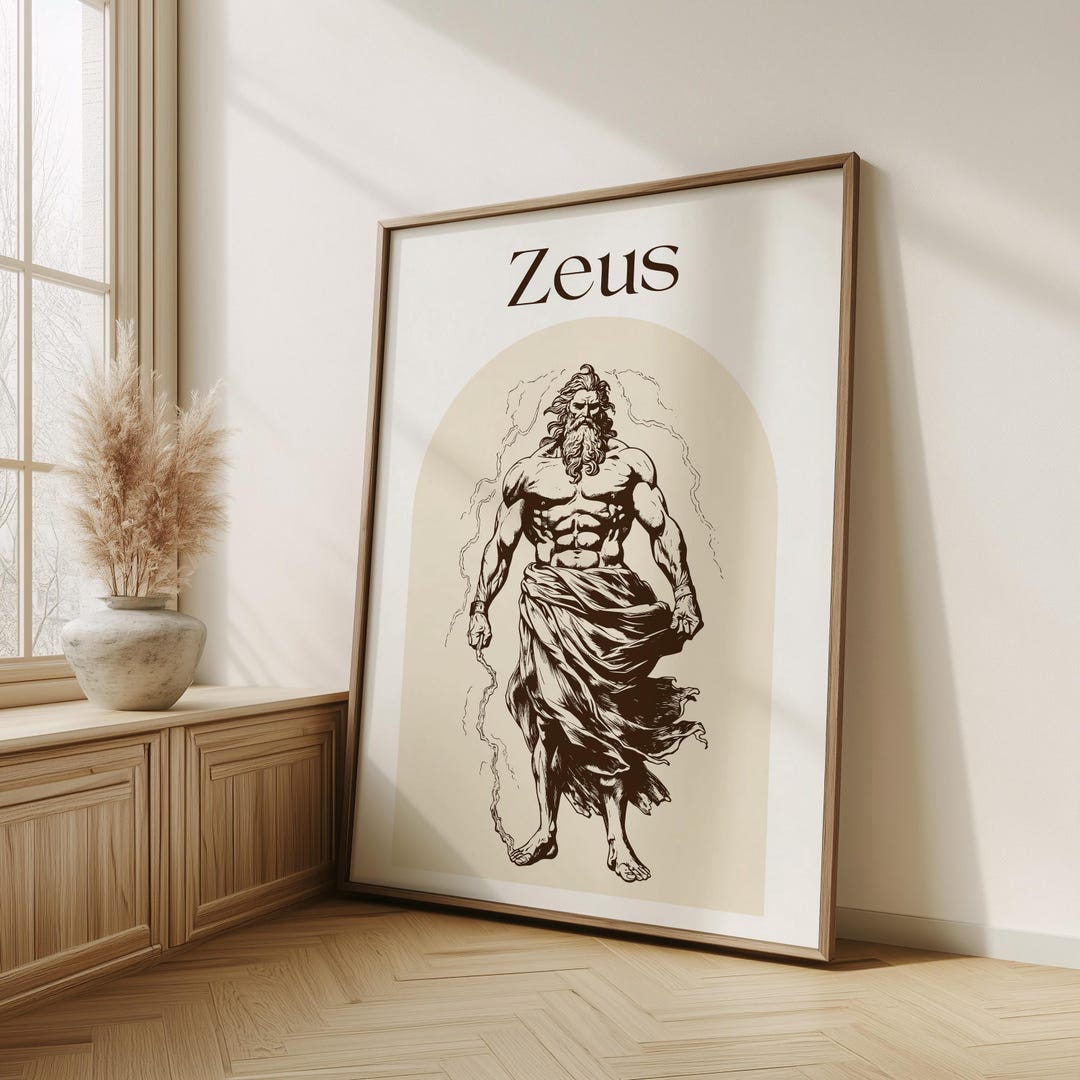 Zeus Poster, Greek God of Thunder, Mythology Art, Greek God Decor ...