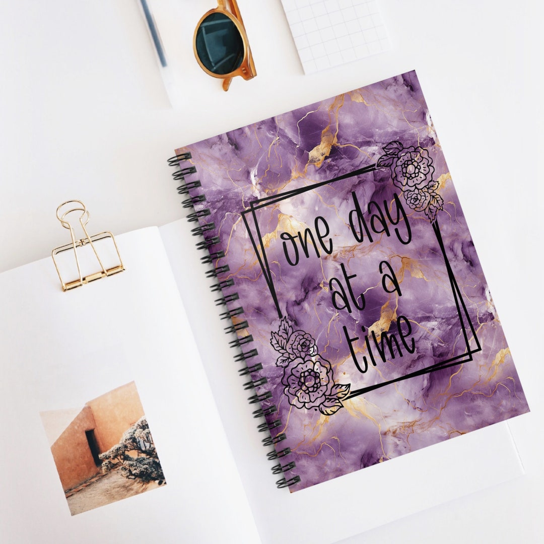Purple and Gold Metallic Watercolor Notebook Spiral Journal Blank Pages ...