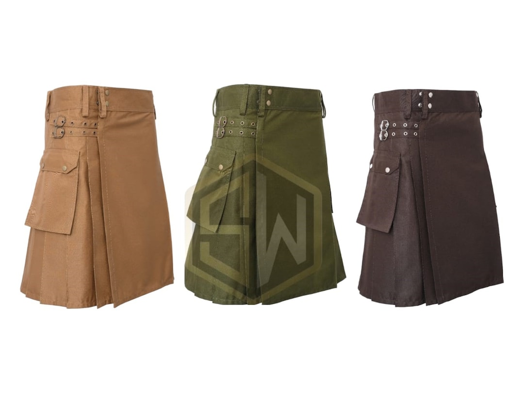 Mens Scottish Utility Kilts Antique Hybrid Cotton Kilt for Men Custom Made Kilts All Size ...