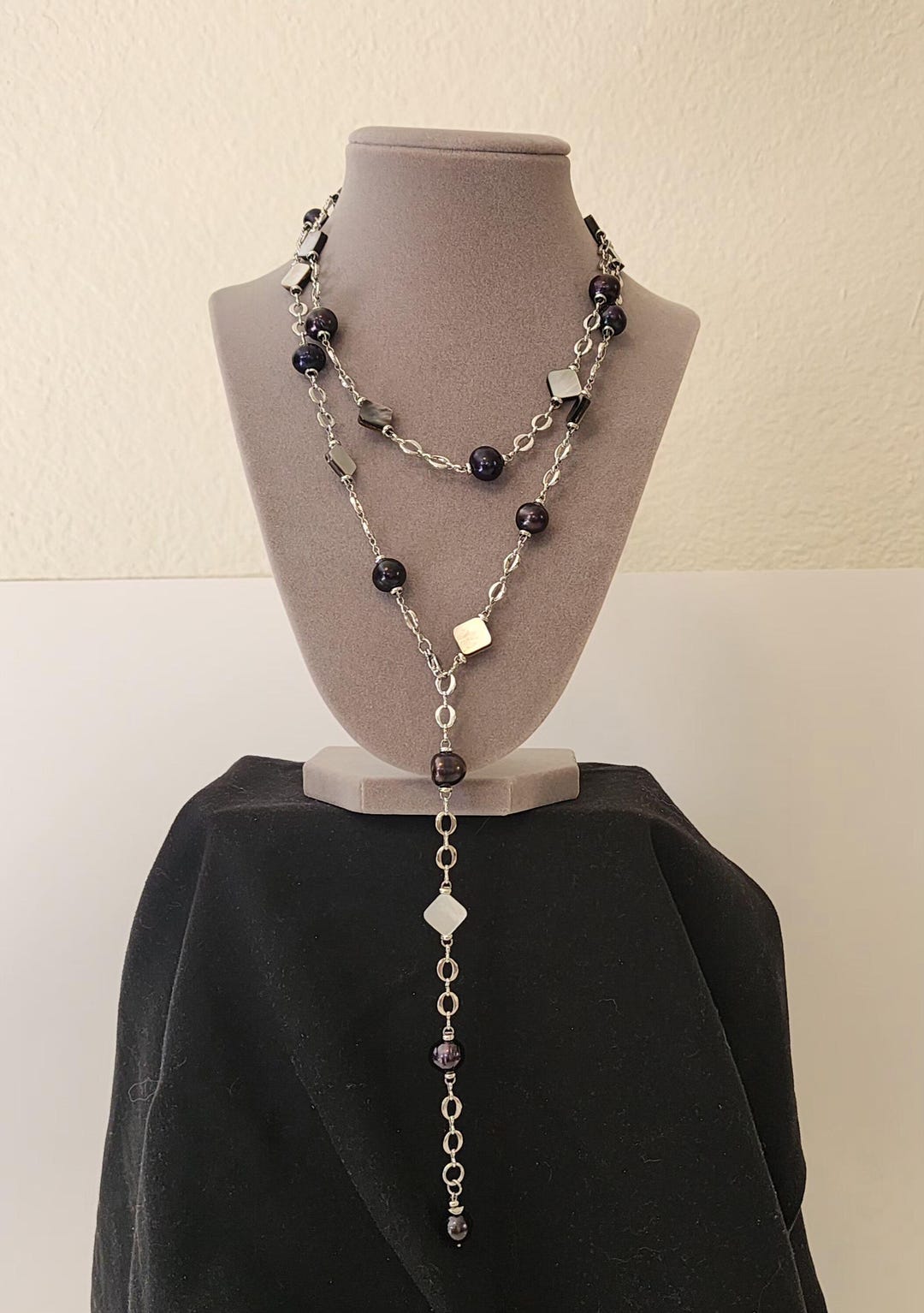 Long Necklace of Natural Pearls and Chains. Transforming Necklace ...
