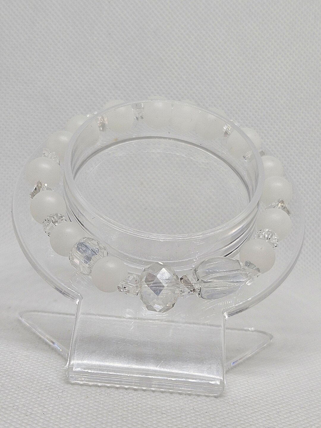 Handmade Beaded Bracelet. Crystal Glass Beads Withe Color. - Etsy