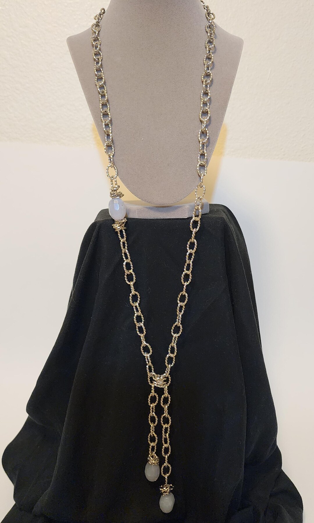 Necklace. Tie Necklace. Chain Sautoir With Natural Stones. Women's ...