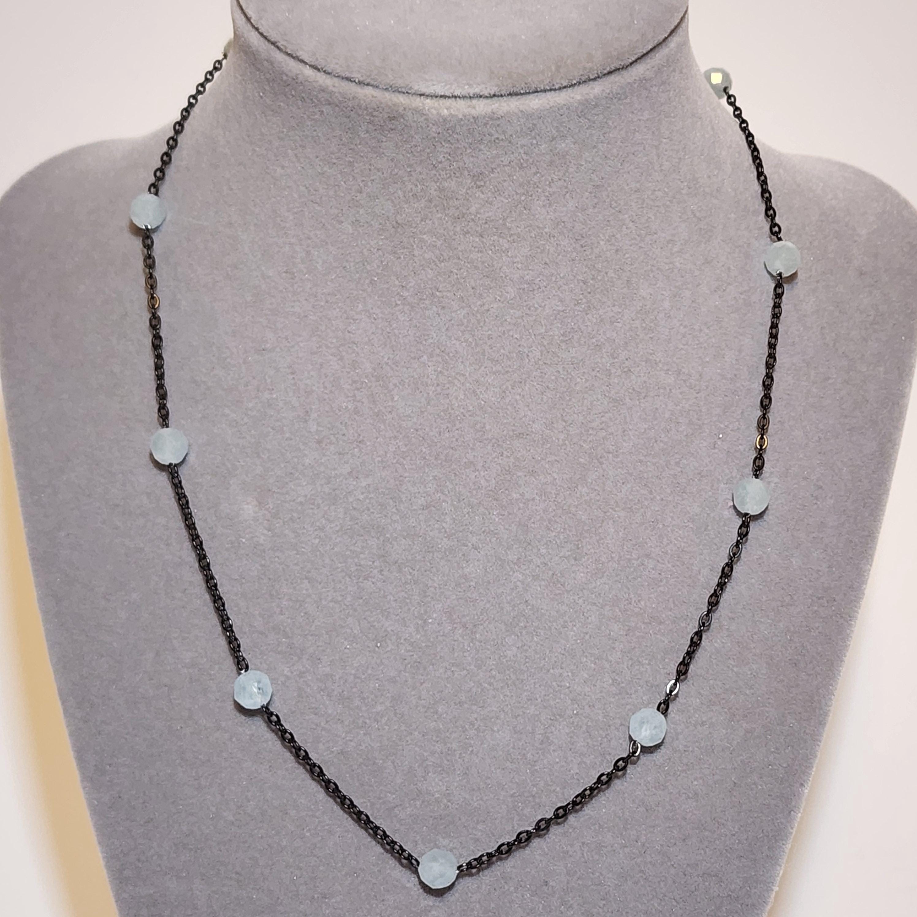 Necklace. Chain Black Color With Natural Stones. Jewelry for Women. - Etsy