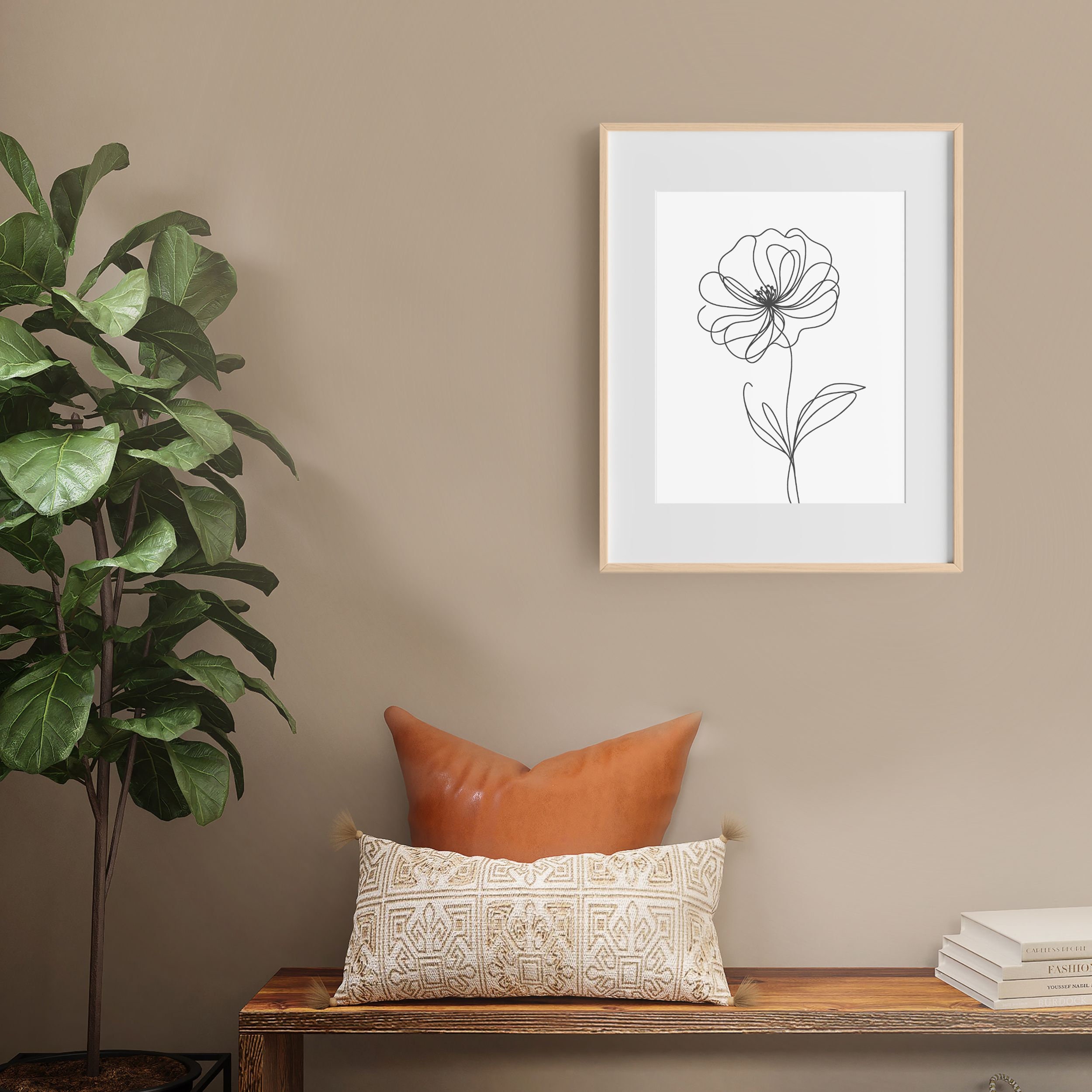 Minimalist Flower Wall Art, Flower Wall Art, Minimal Floral Prints, Set ...