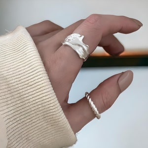 Molten Lava Ring Chunky Irregular Ring Y2k Ring Unique Liquid Melted Hollow Ring Abstract ...