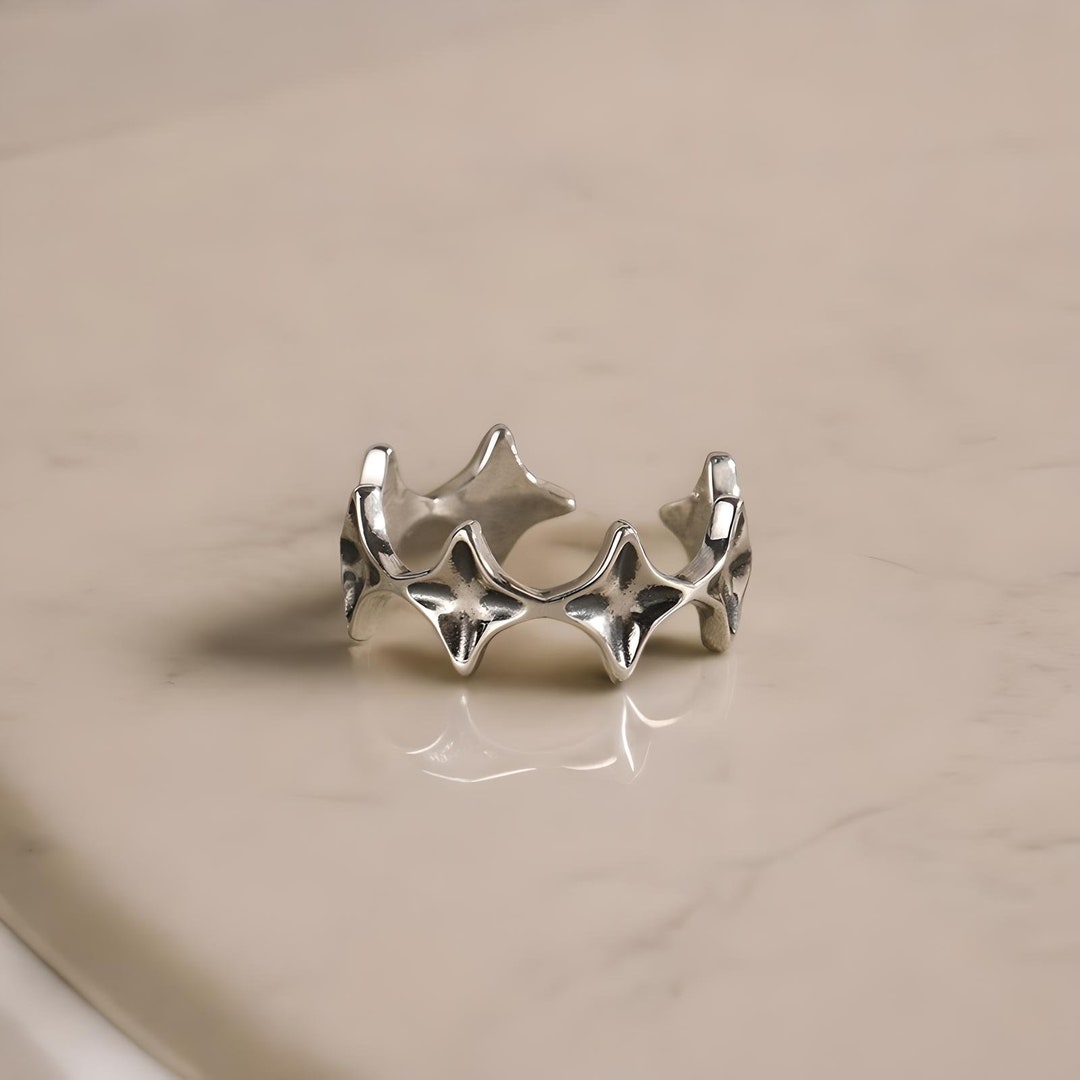 Y2k Star Ring Silver Chunky Ring Women Silver Y2k Jewelry Adjustable ...