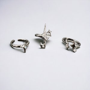Silver Y2k Star Rings Y2k Egirl Silver Star Rings, Cross Design ...