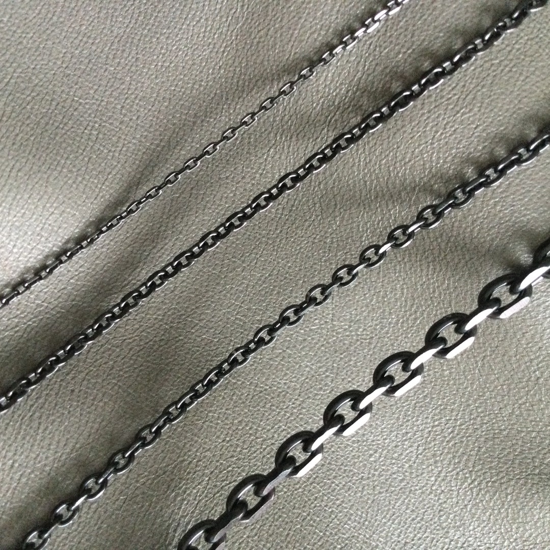 BLACK Anchor Chain Necklace, Curb Chain, Valentine's Day, Black Dainty ...