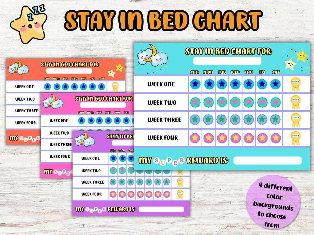 Stay in Bed Reward Chart for Kids – Printable Sleep Training Chart ...