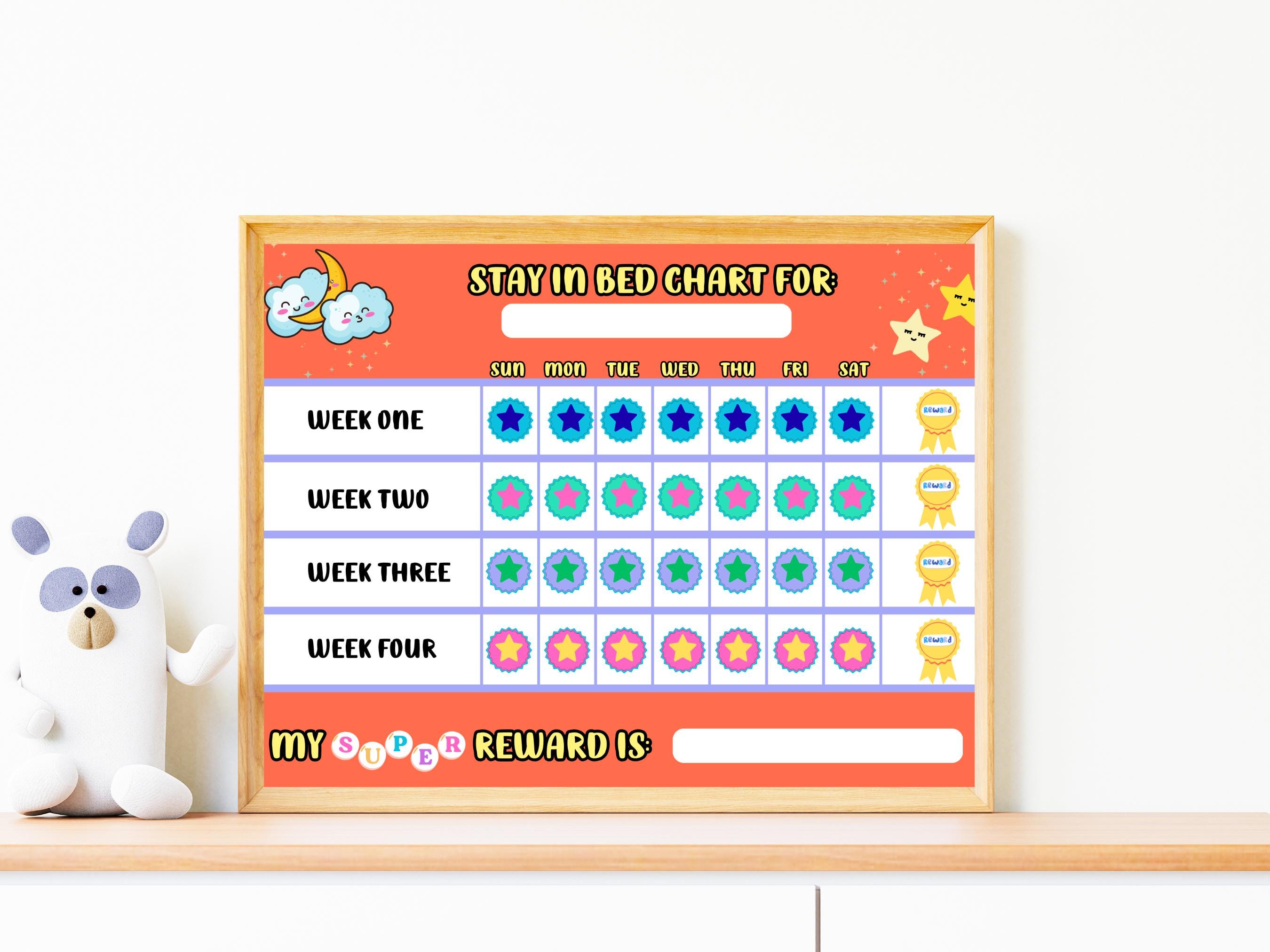 Stay in Bed Reward Chart for Kids – Printable Sleep Training Chart ...