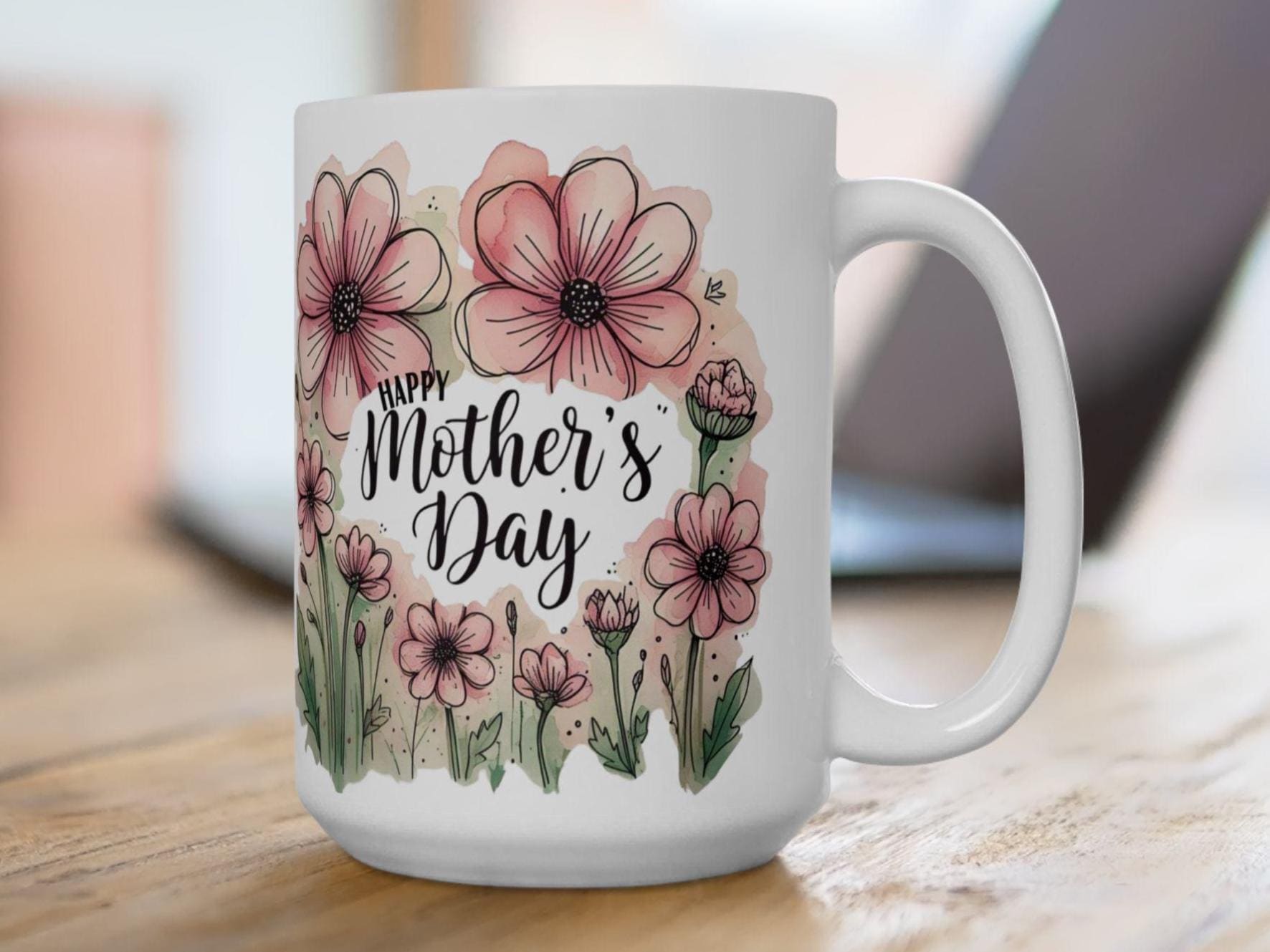 Mother's Day Mug Wrap Floral Mug PNG Sublimation Designs 15oz 11oz ...