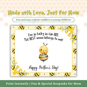 Mother’s Day Handprint Craft, Lucky as Can Bee Printable, Best Mom Art ...