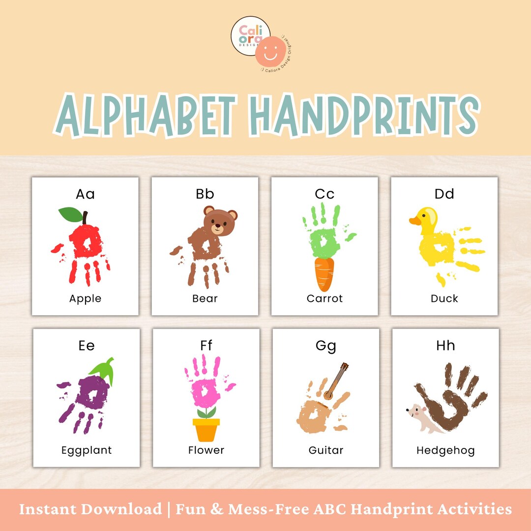 Alphabet Handprint Crafts for Kids, Abcs Printable Art, Letter ...