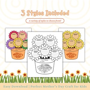 Mothers Day Coloring Craft for Kids, Happy Mother Day Questionnaire ...