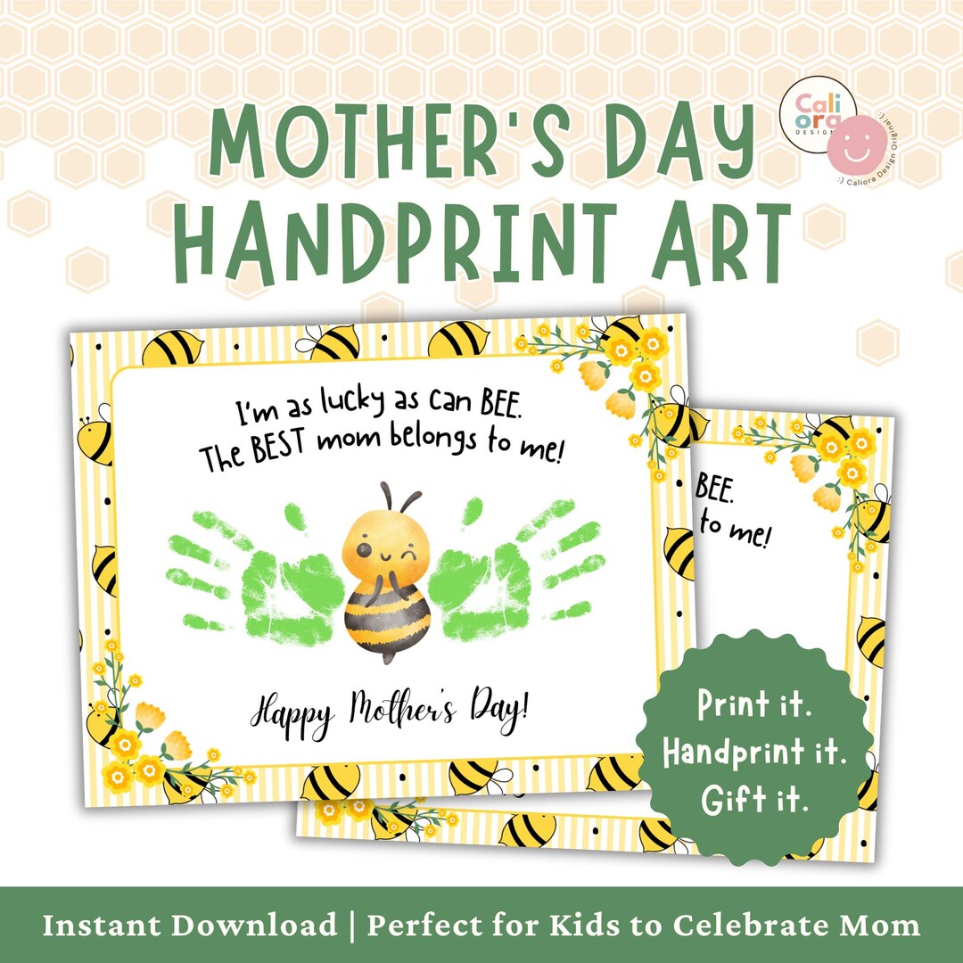 Mother’s Day Handprint Craft, Lucky as Can Bee Printable, Best Mom Art ...