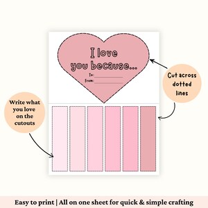 Valentines Day Craft, Valentine's Activity for Kids, I Love You Because ...