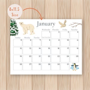 2025 Animals Calendar Printable, Cute Calendar 2025, Wall Calendar for ...