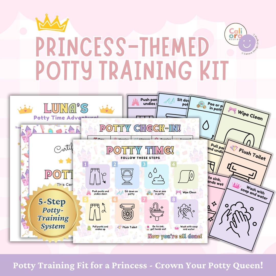 Princess Potty Training Charts, Girl Potty Training Routine, Pink Potty ...