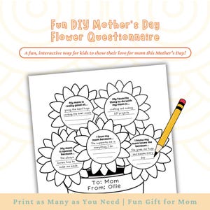 Mothers Day Coloring Craft for Kids, Happy Mother Day Questionnaire ...