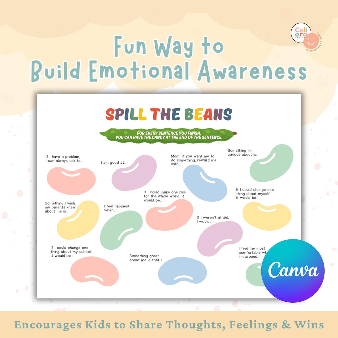 Spill the Beans Worksheet for Kids, SEL Feelings Activity Printable ...