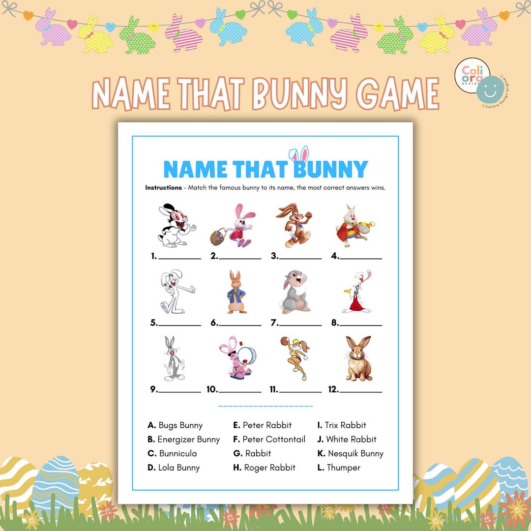 Easter Bunny Game, Printable Easter Games, Kids Classroom Easter ...