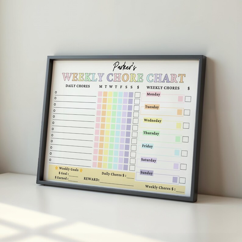 Editable Chore Chart, Kids Reward Bucks, Weekly Planner, Daily Routine ...