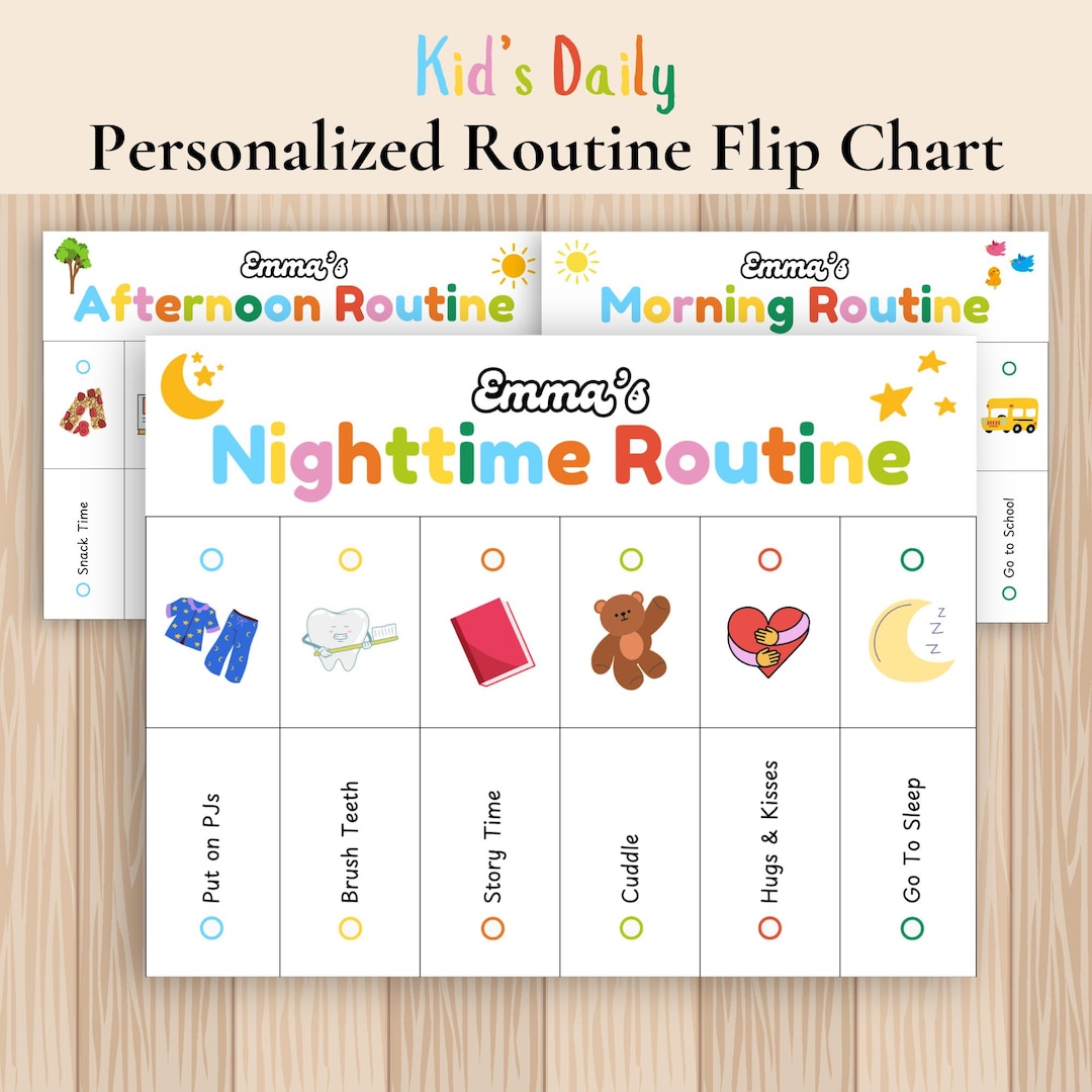 Night Routine Chart for Kids, Daily Routine Flip Chart, Morning to Do ...