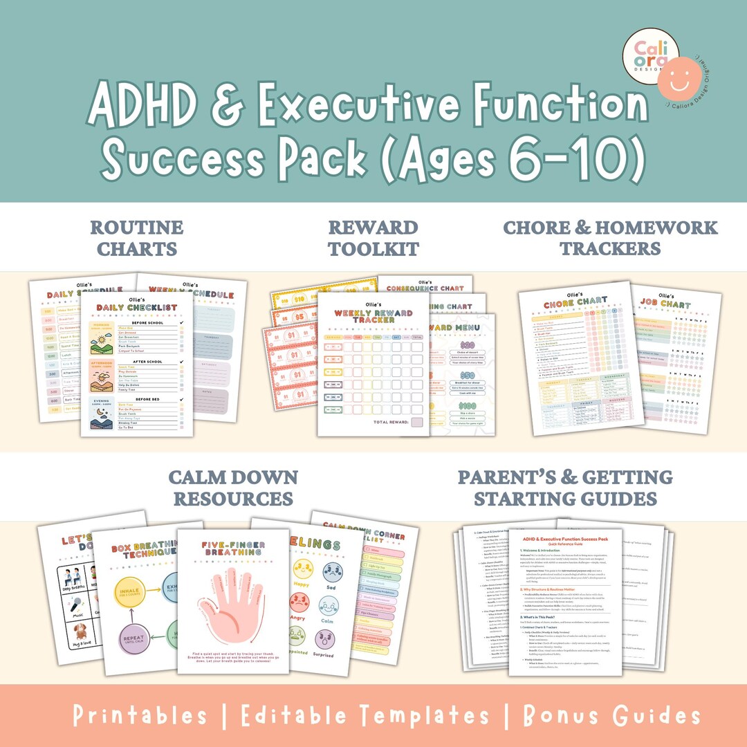 Children ADHD Routine Bundle, Executive Function Skills, Calm Down ...